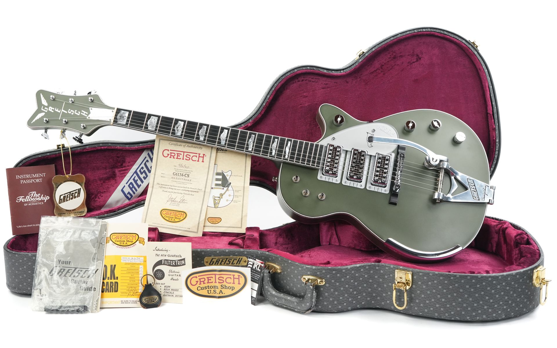 Gretsch Custom Shop G6134 CS Olive Drab Penguin Masterbuilt Stephen ...