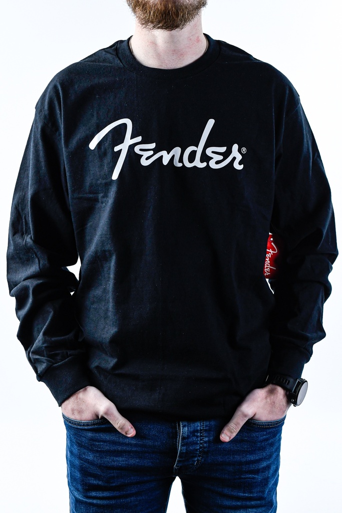 Fender Spaghetti Logo Long Sleeve Black | The Fellowship of Acoustics